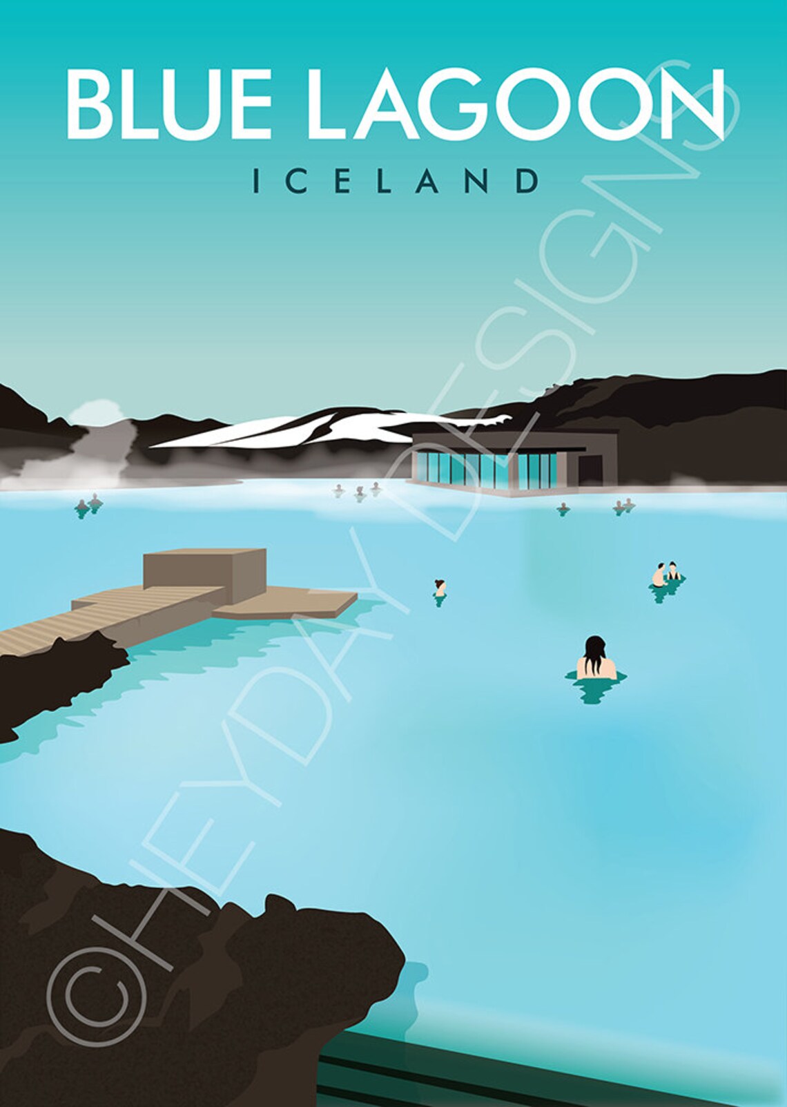 Iceland Travel Poster Blue Lagoon Reykjavik Print Vintage - Etsy UK