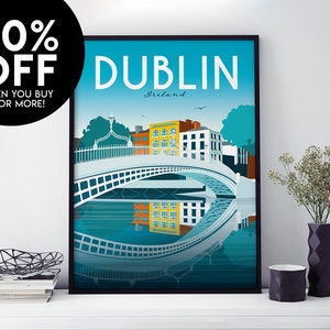 Dublin Travel Poster, Print, Vintage, Ireland, Ha Penny, Souvenir, Gift ...