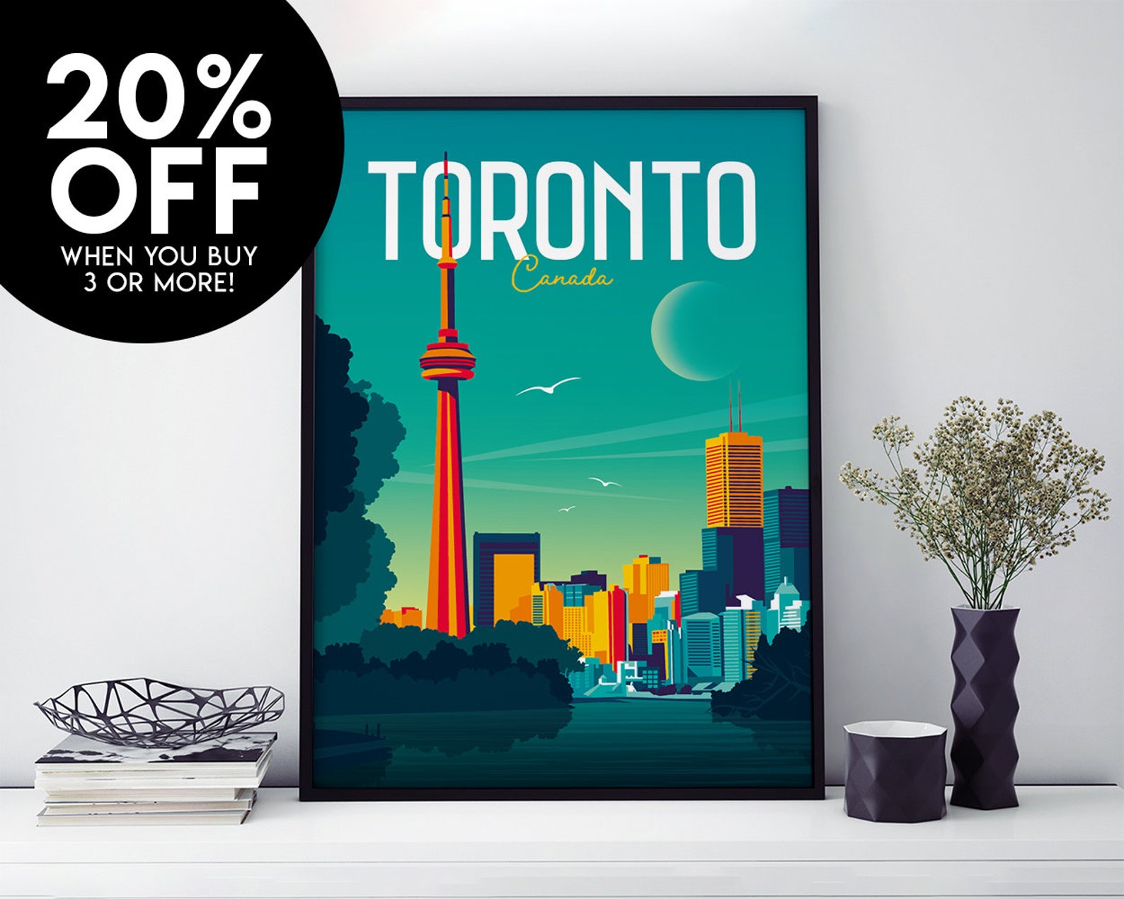 Toronto Travel Poster Art Print Vintage Souvenir Canada | Etsy