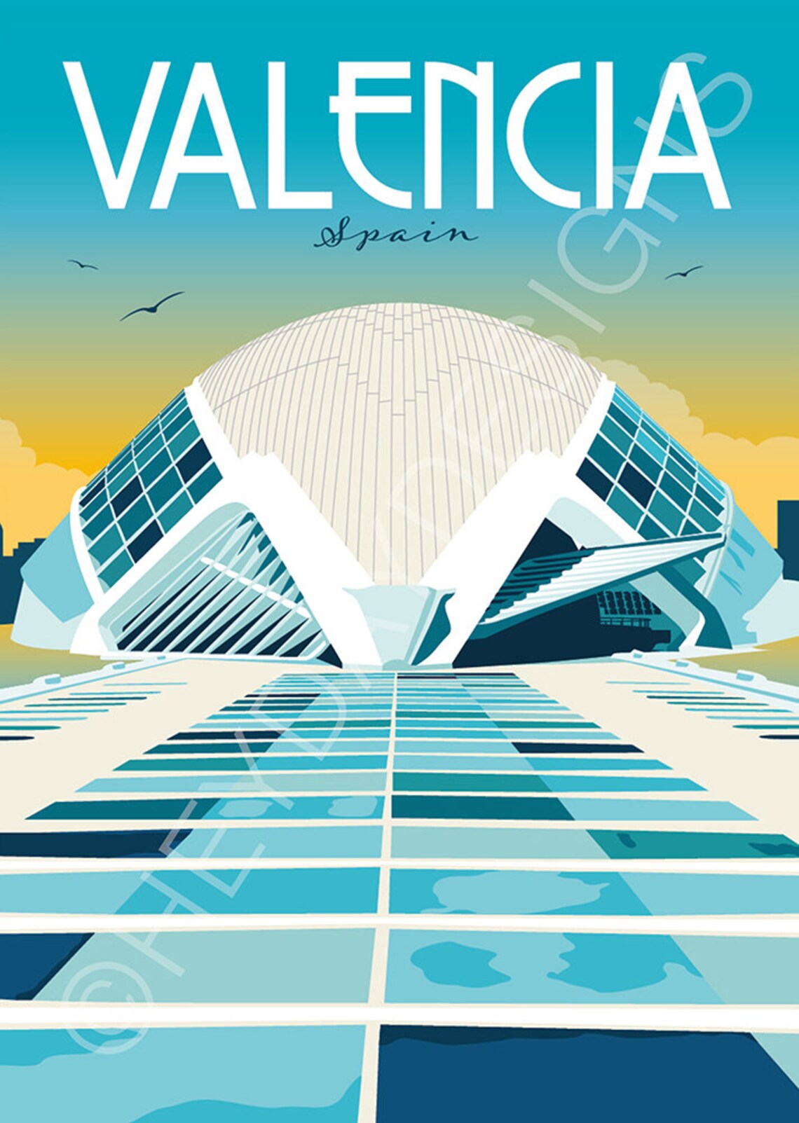 Valencia Travel Poster Print Vintage Spain Souvenir Gift - Etsy UK