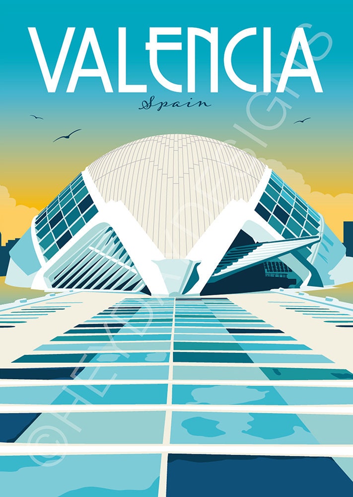 Valencia Travel Poster Print Vintage Spain Souvenir Gift - Etsy UK