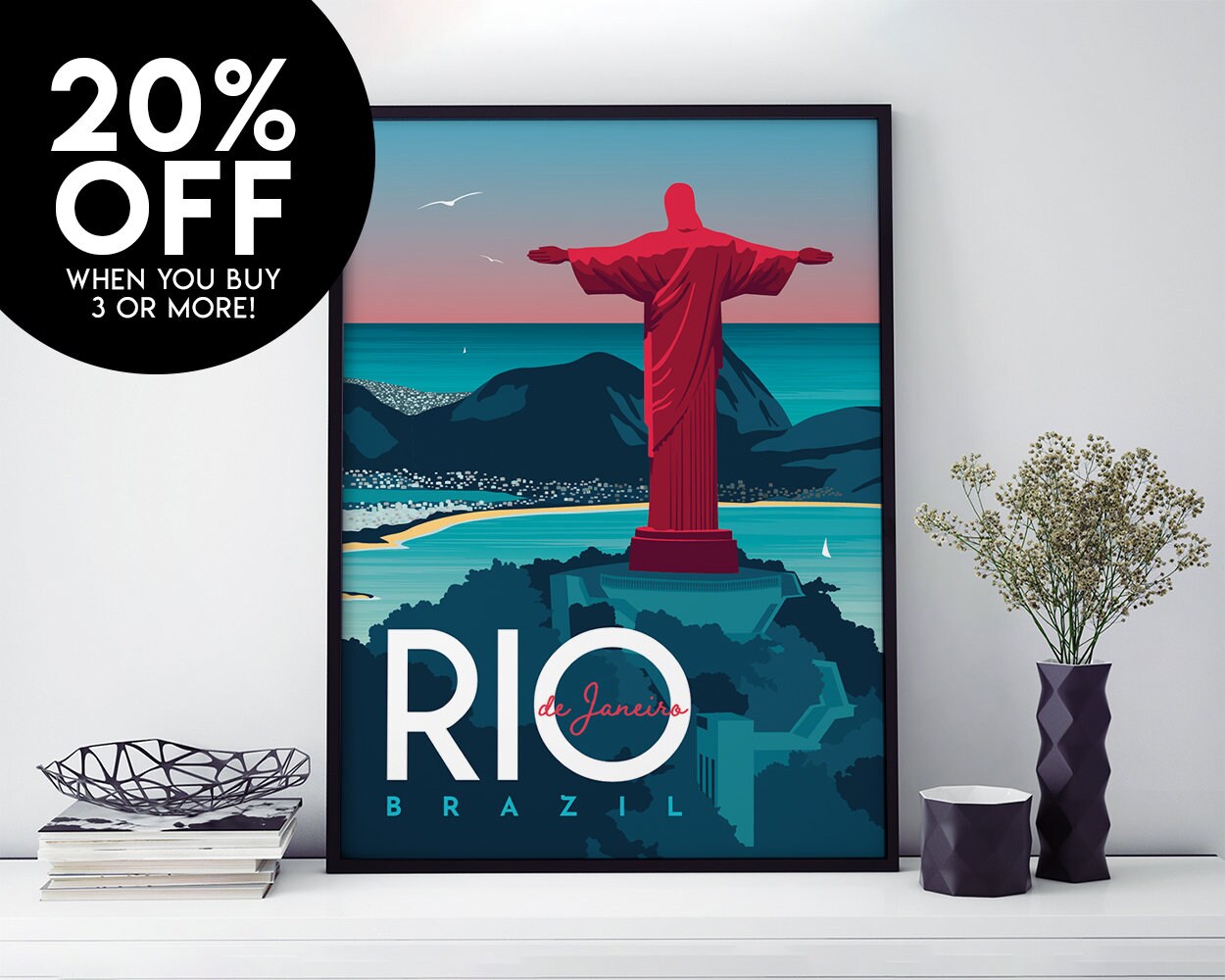 Rio De Janeiro Travel Poster Print Vintage South America - Etsy UK