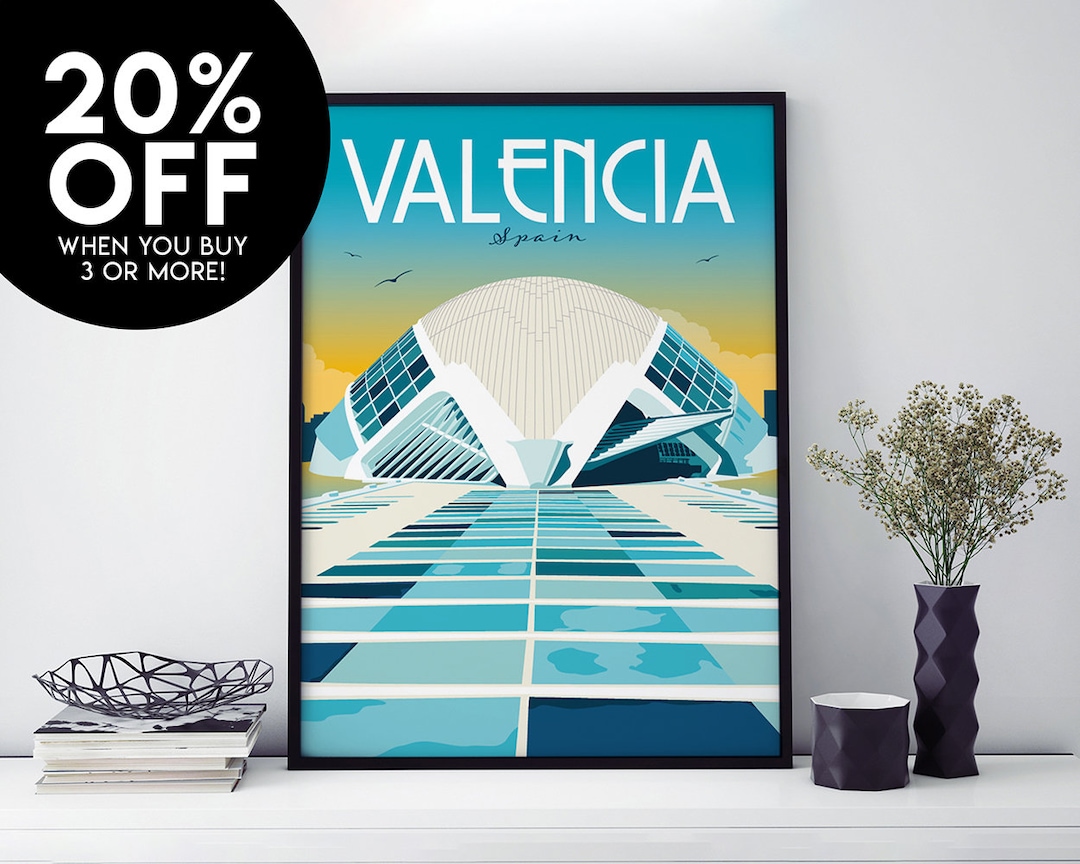 Valencia Travel Poster, Print, Vintage, Spain, Souvenir, Gift, Spanish ...