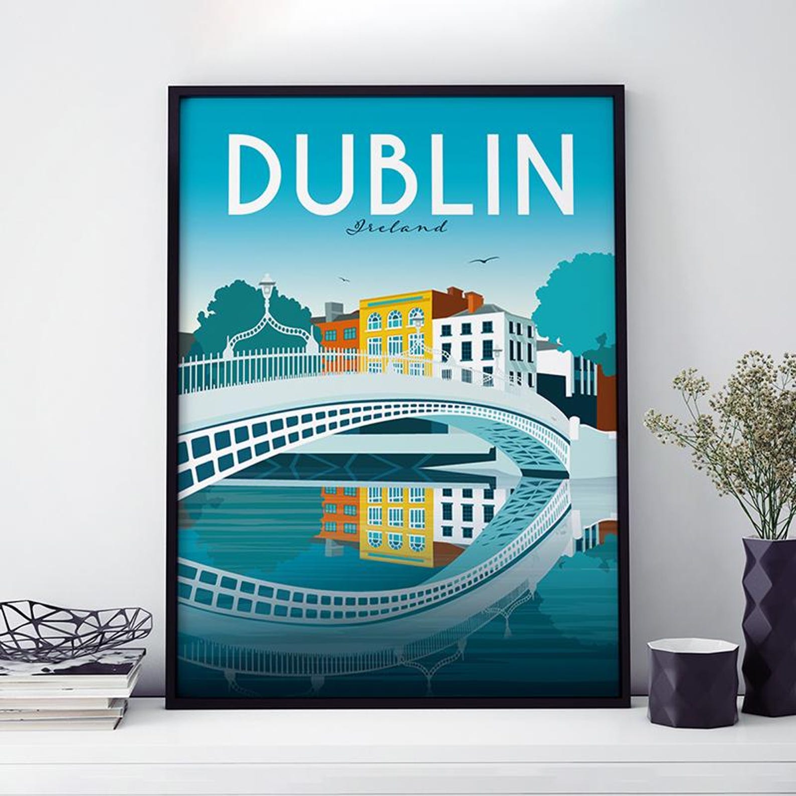 Dublin Travel Poster, Print, Vintage, Ireland, Ha Penny, Souvenir, Gift ...