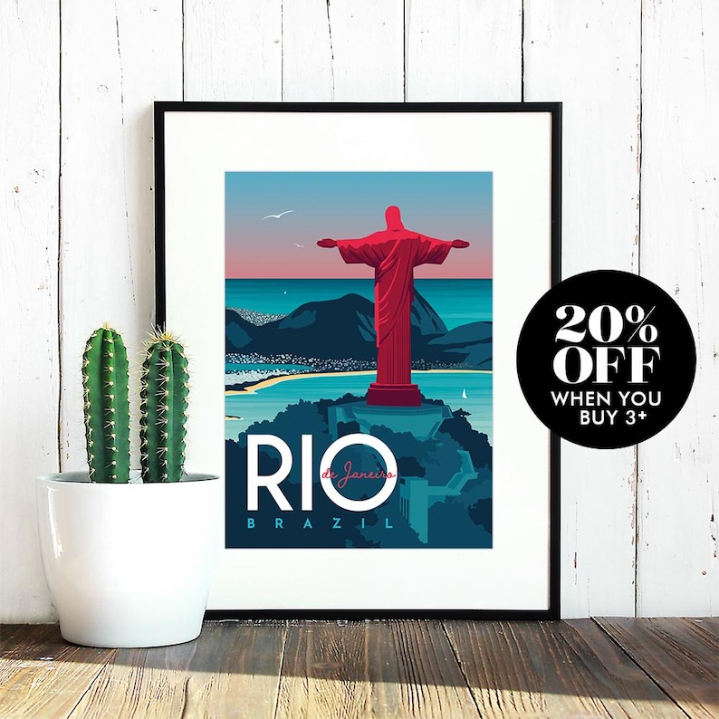 Rio De Janeiro Travel Poster, Print, Vintage, South America, Souvenir ...