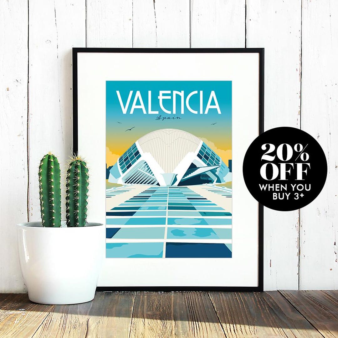 Valencia Travel Poster, Print, Vintage, Spain, Souvenir, Gift, Spanish ...