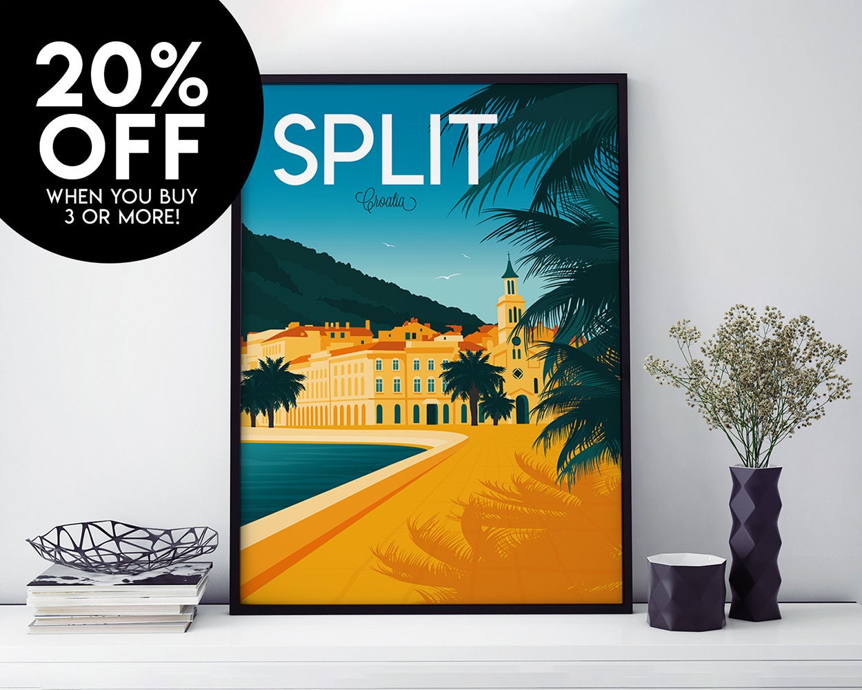 Split Travel Poster Croatia Print Vintage Memento - Etsy UK