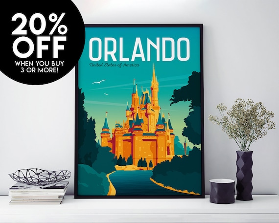 Orlando Florida Travel Poster Print Vintage Disney - Etsy
