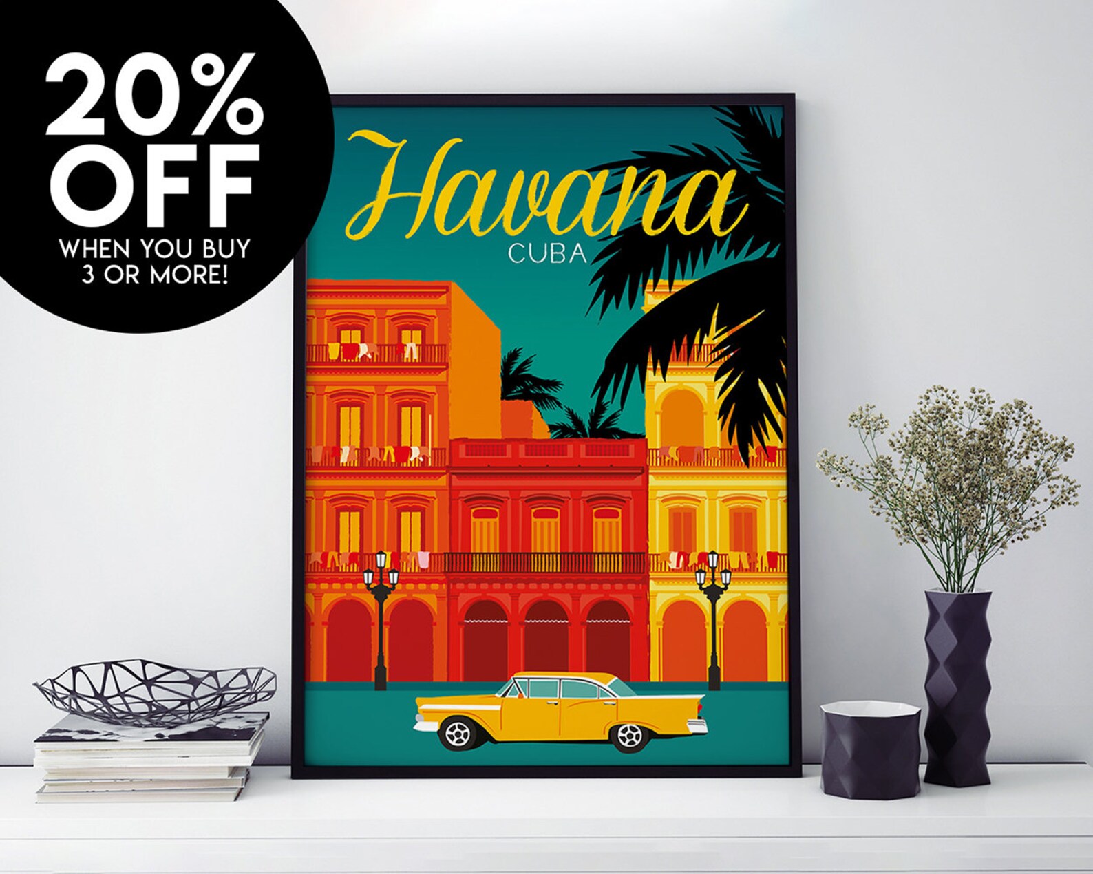 Havana Travel Poster Print Vintage Cuba Memento Souvenir - Etsy
