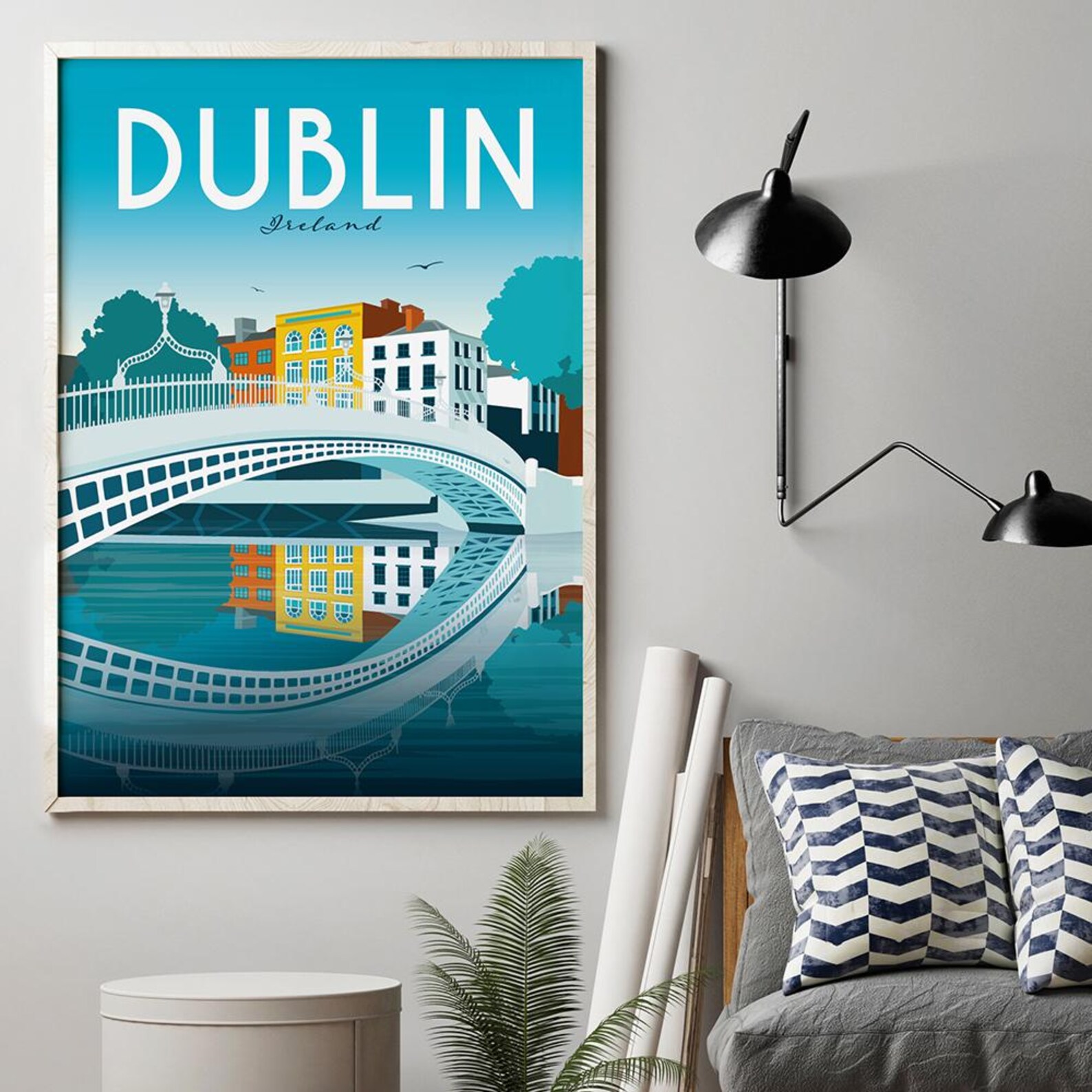 Dublin Travel Poster, Print, Vintage, Ireland, Ha Penny, Souvenir, Gift ...