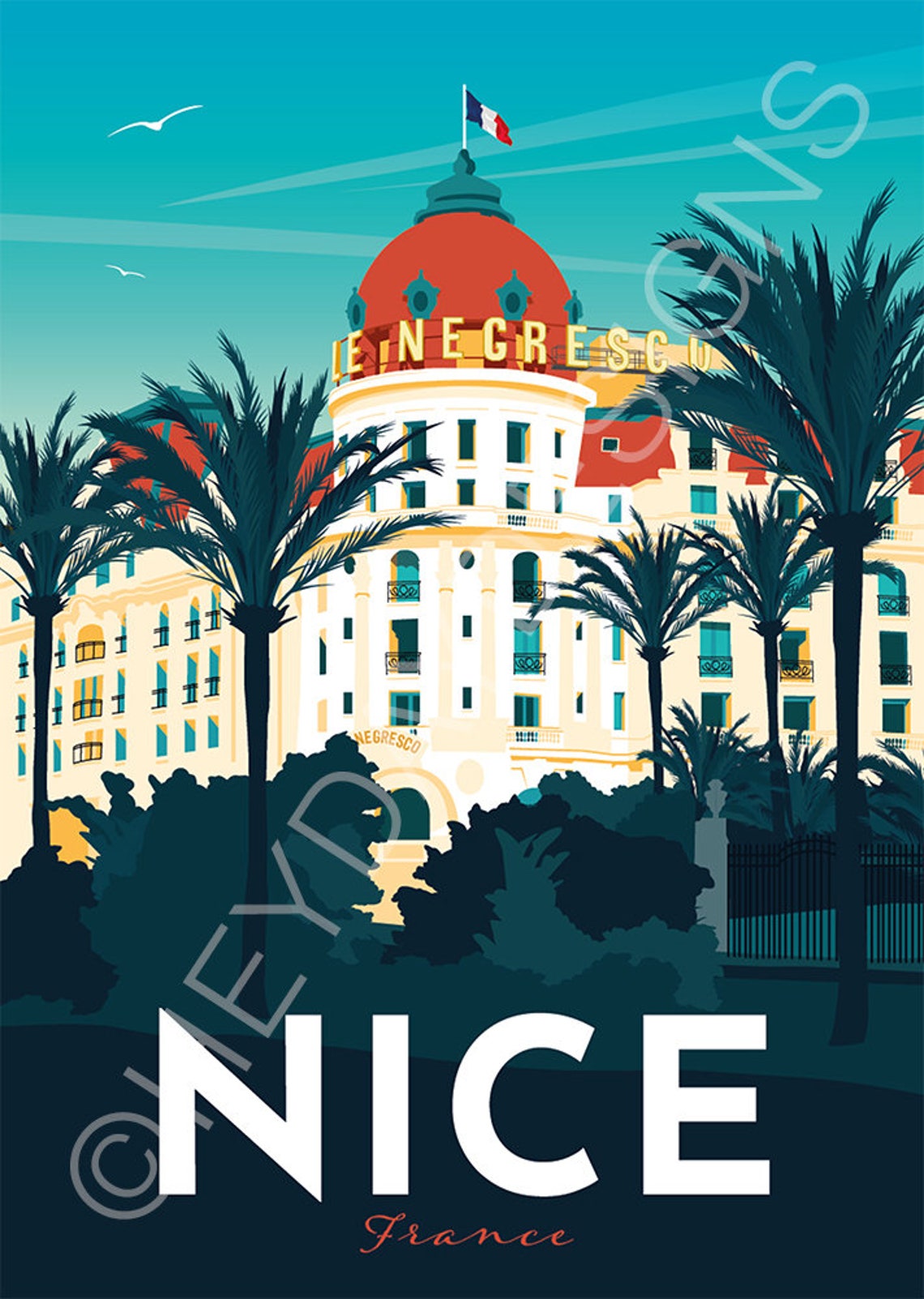 Nice Travel Poster France Print Vintage Memento Souvenir - Etsy