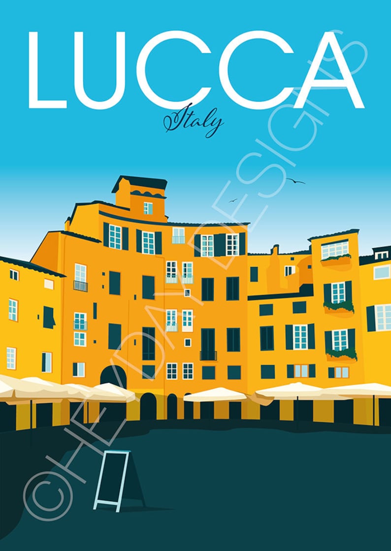 Lucca Travel Poster Print Vintage Memento Souvenir Gift | Etsy UK