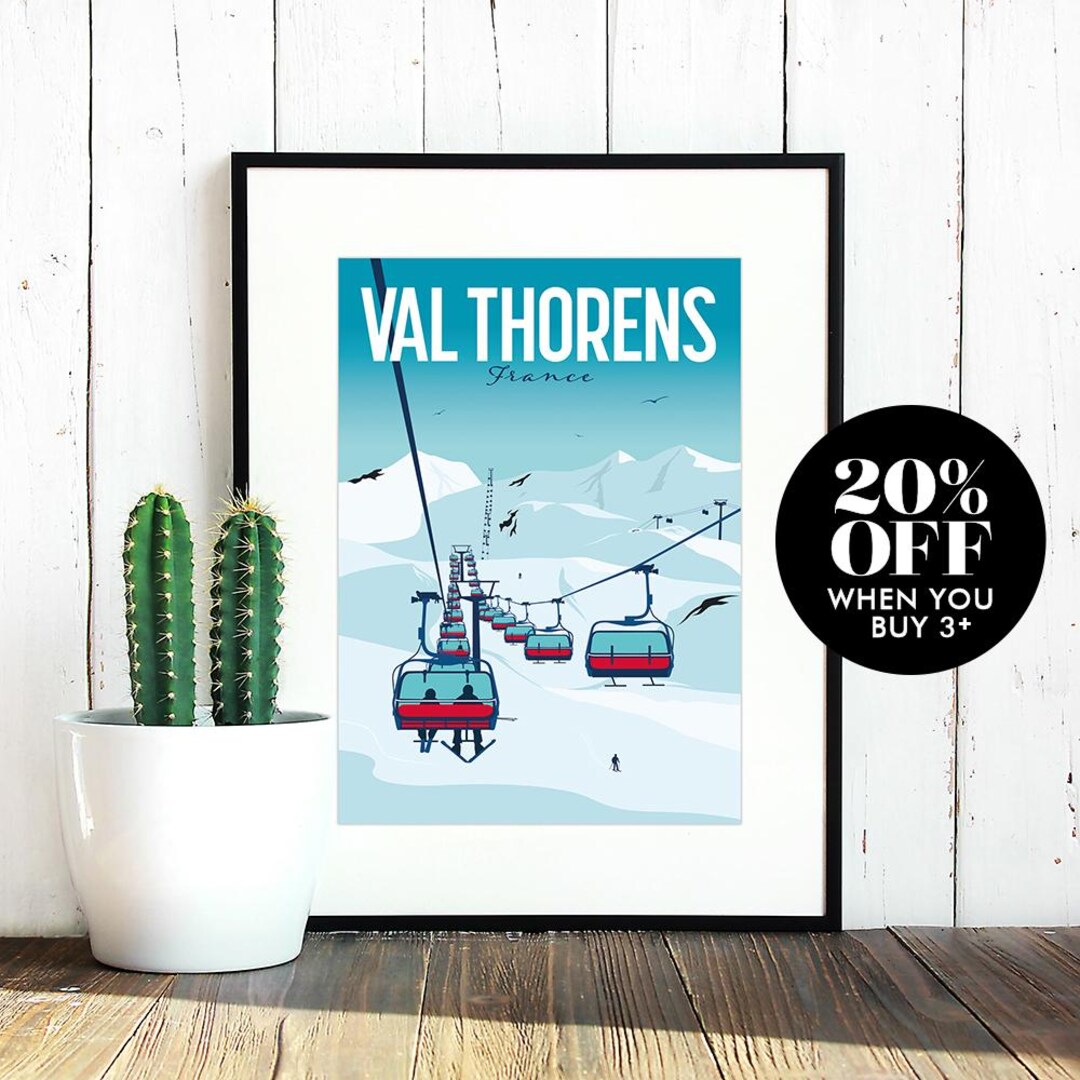 Val Thorens Travel Poster, France, French Alps, Print, Ski Resort ...