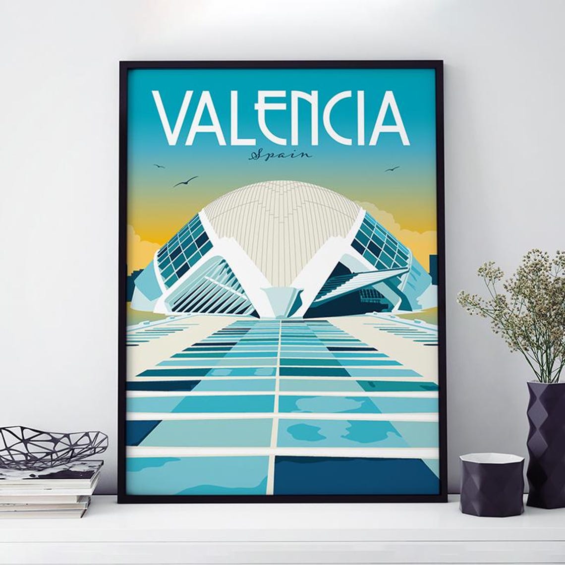 Valencia Travel Poster, Print, Vintage, Spain, Souvenir, Gift, Spanish ...