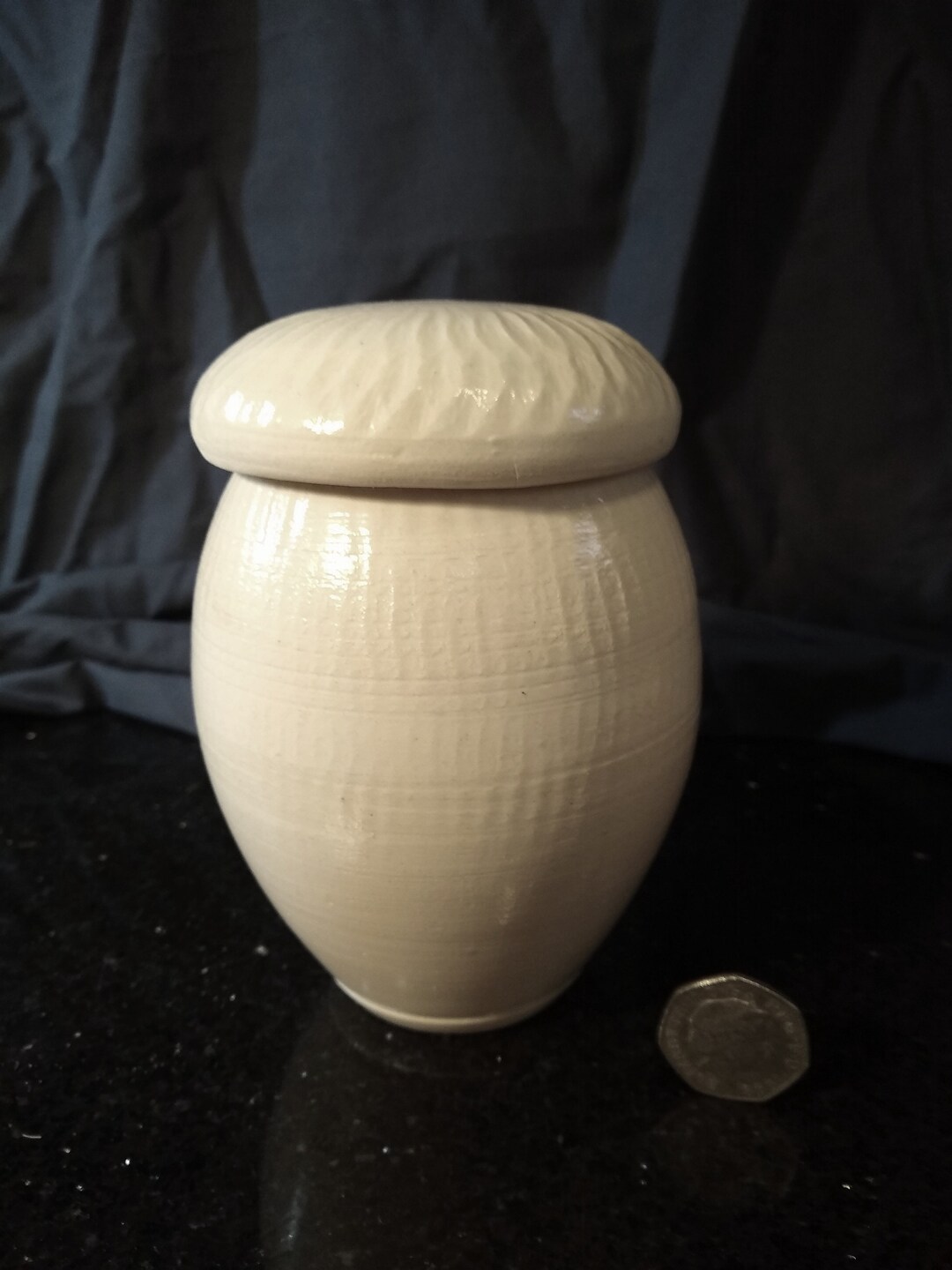 Beautiful Handmade Stoneware Storage Jar, Chattered Pattern Applied to ...