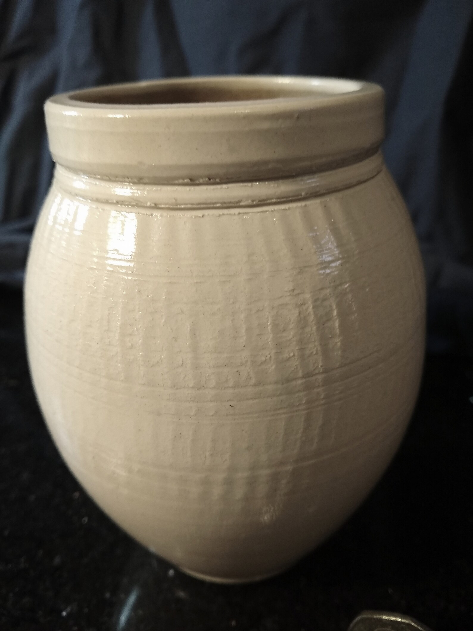 Beautiful Handmade Stoneware Storage Jar, Chattered Pattern Applied to ...