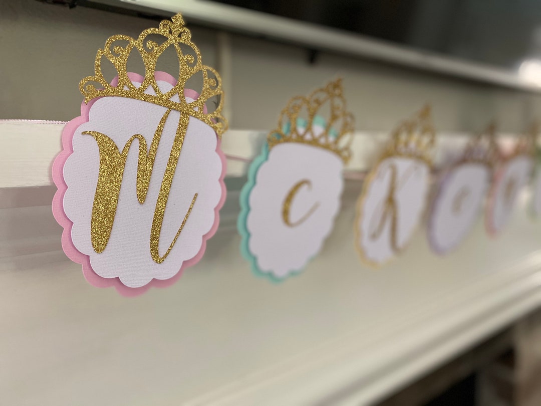 Princess Birthday Banner Crown Banner Princess Garland Princess ...