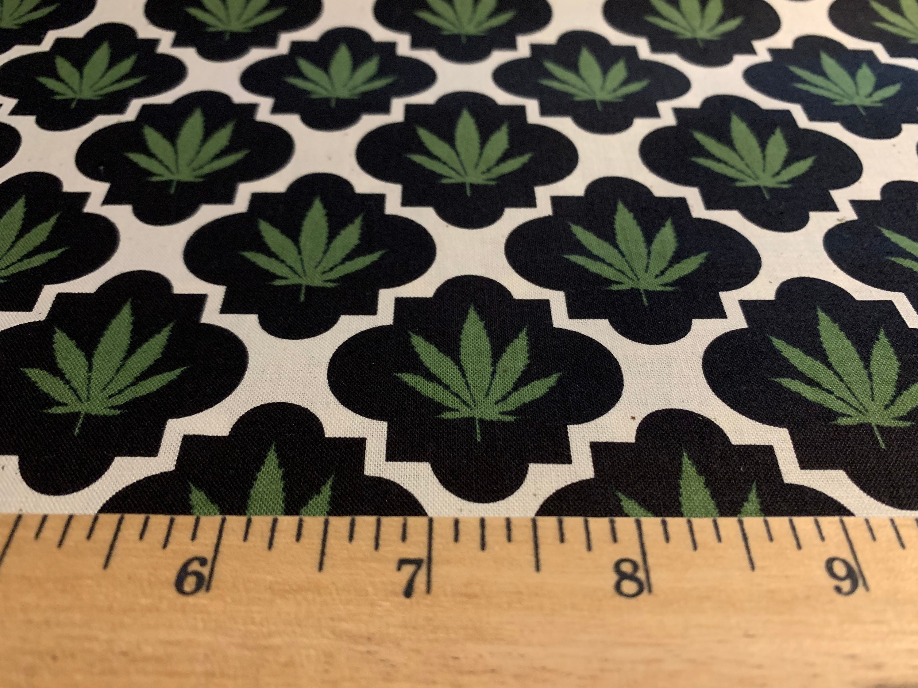 Canna Leaf Printed Cotton Marijuana Print Cotton Fabric by | Etsy
