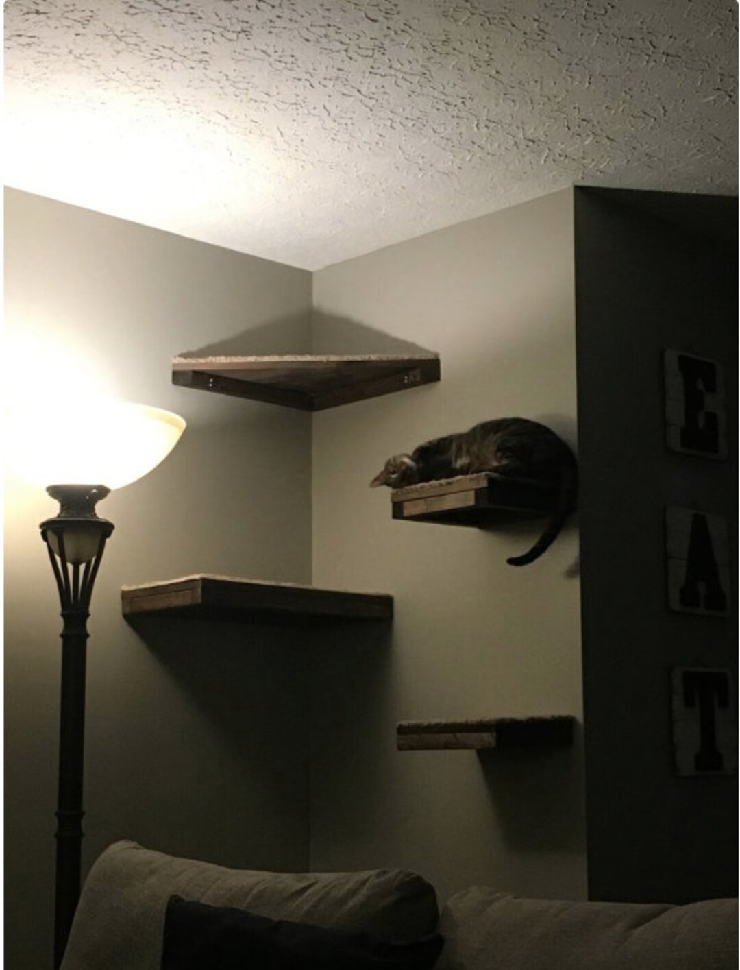 Set of 4 Floating Cat Shelves With Corner Shelf With Carpet - Etsy UK