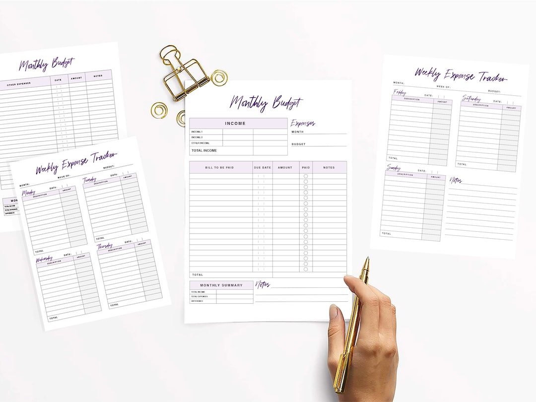 4 Pages - Printable Budget, Monthly Budget, Weekly Budget Expense ...