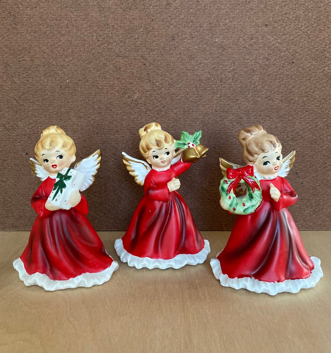 Set of 3 Mid Century Napco Christmas Angels, Christmas Angel Girl ...
