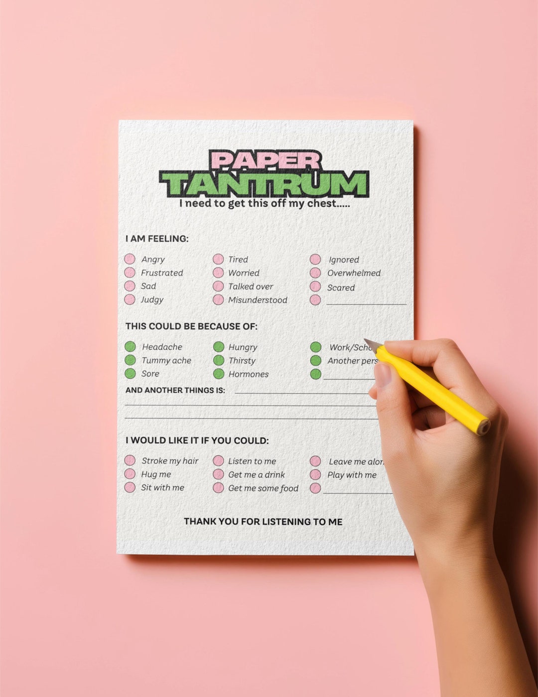Paper Tantrum for Both KIDS and ADULTS. Worry Worksheet / Mindfulness ...