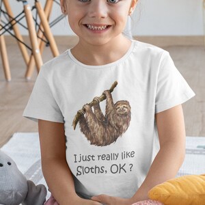 Sloth Shirt Girl Sloth shirt for girls Sloth tee shirt for | Etsy
