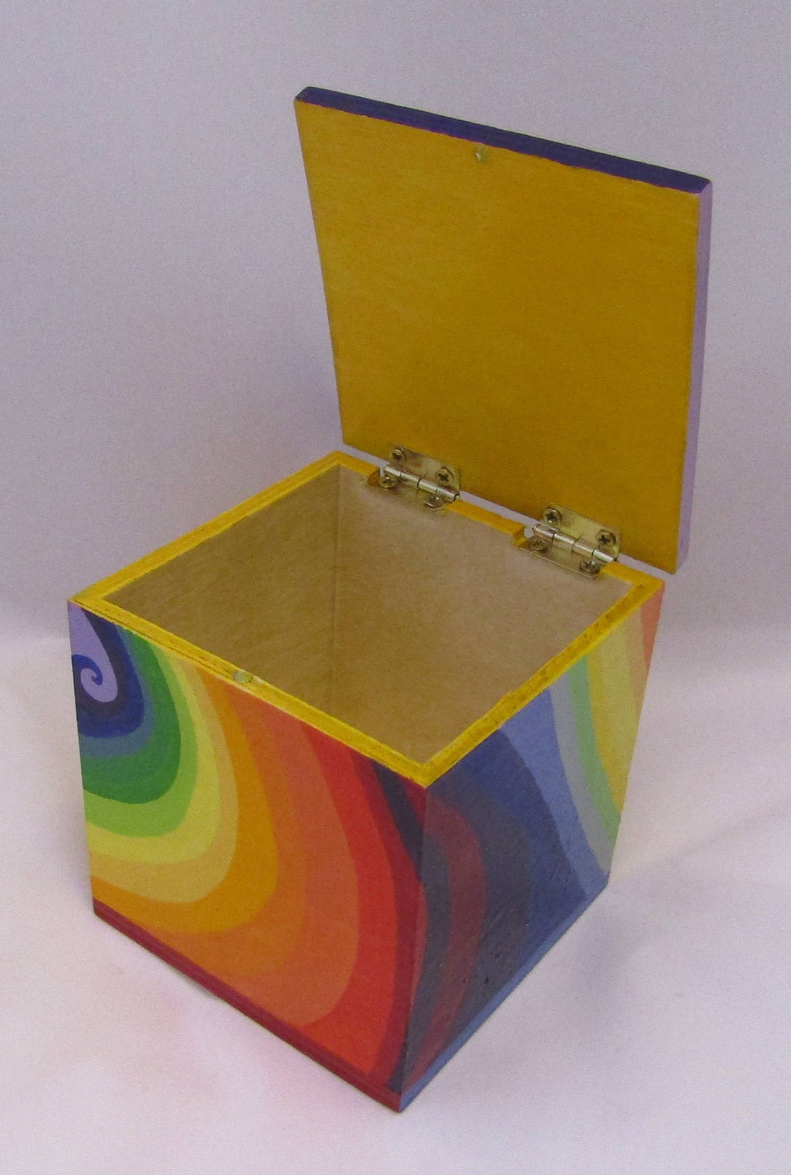 Hand Painted Wooden Cube Box - Etsy