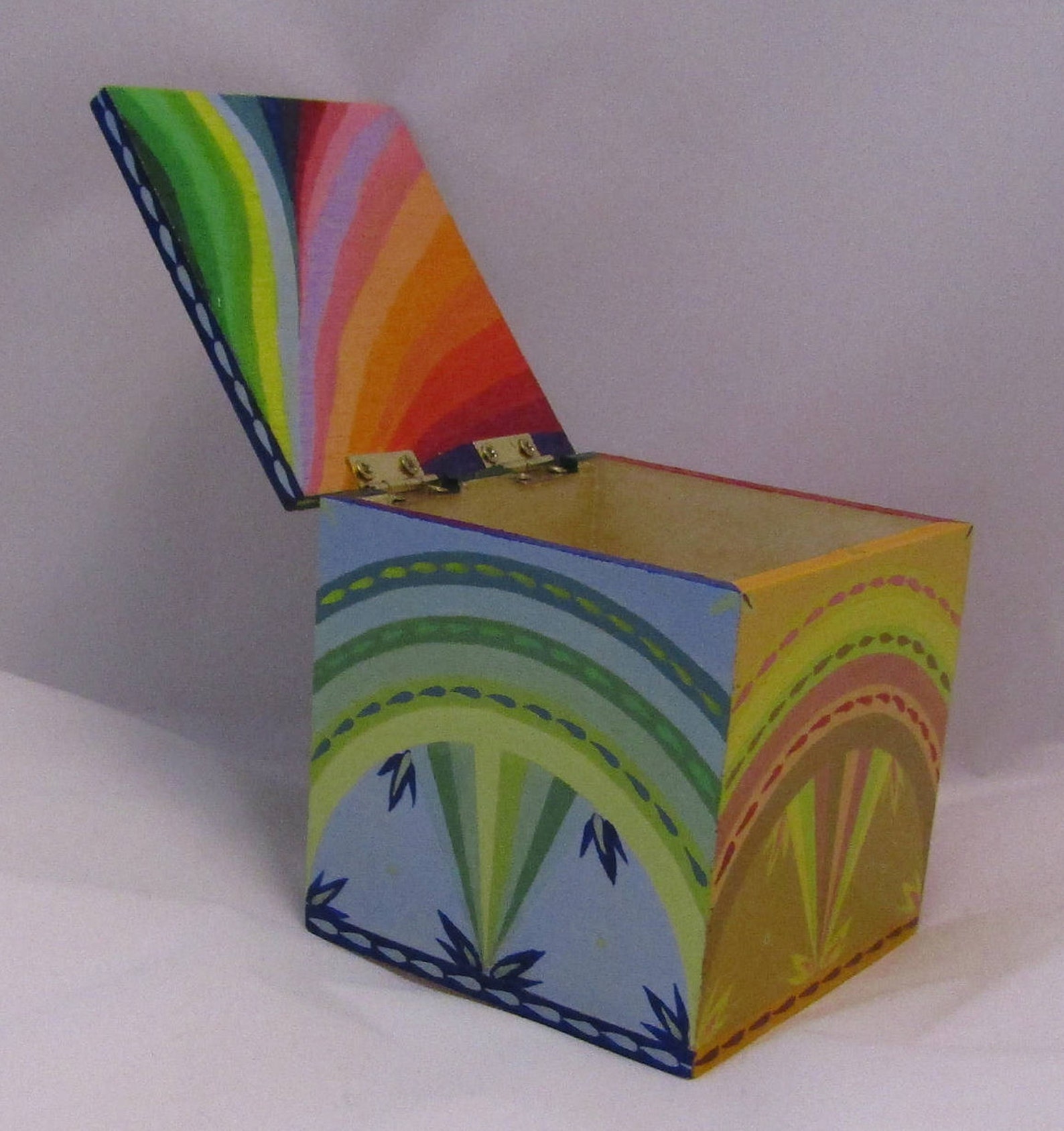 Hand Painted Wooden Cube Box - Etsy