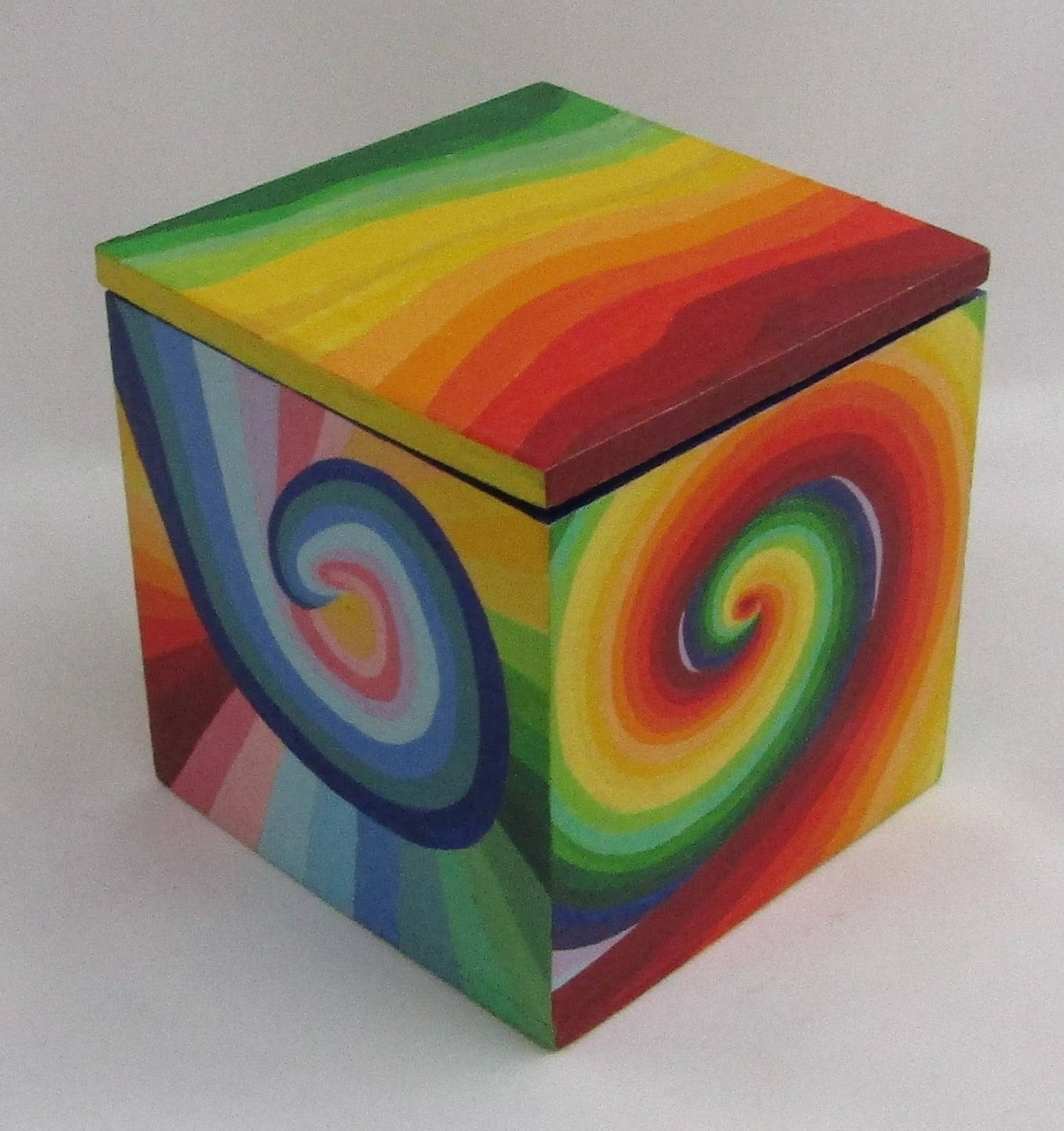 Hand Painted Wooden Cube Box - Etsy