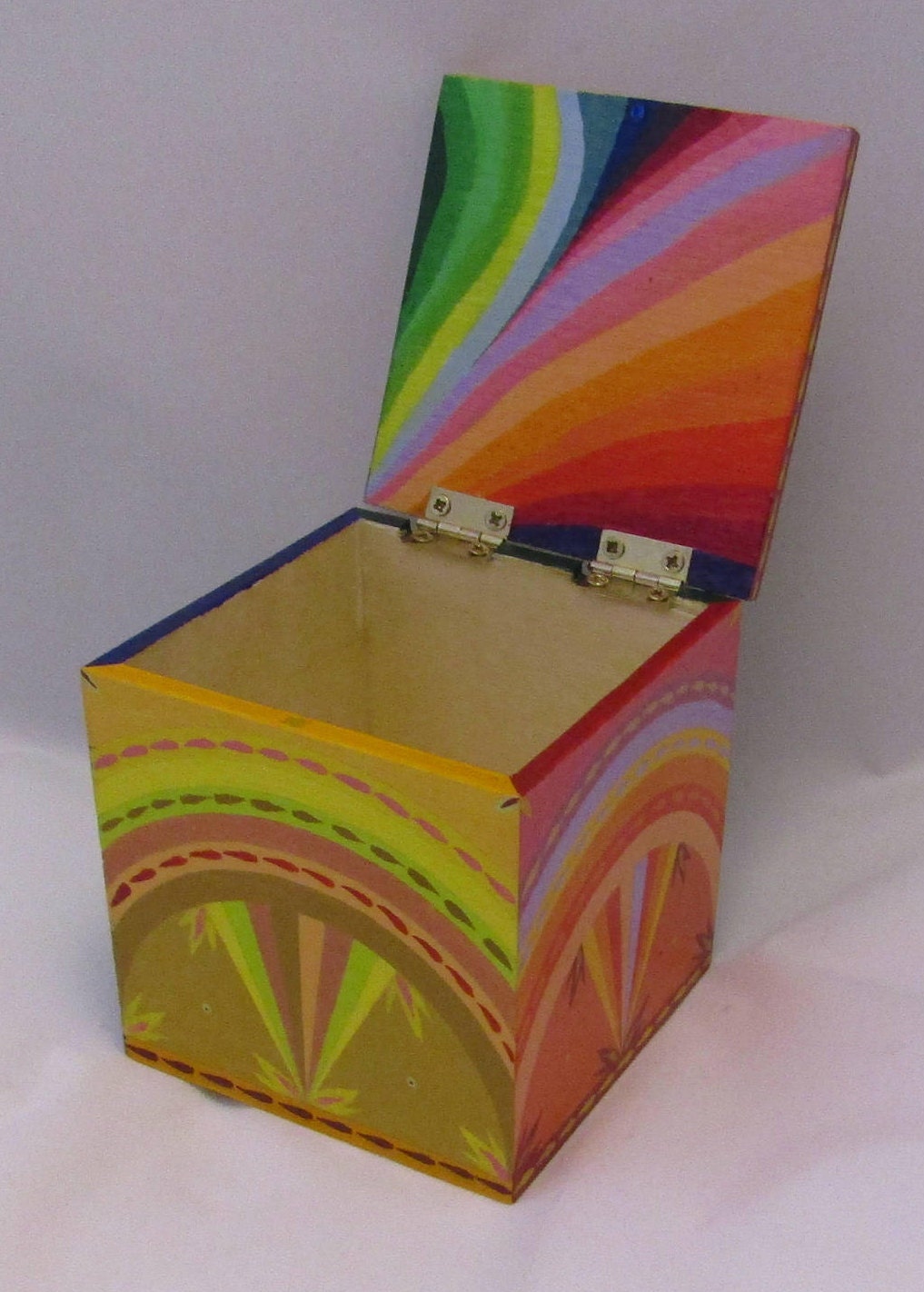 Hand Painted Wooden Cube Box - Etsy