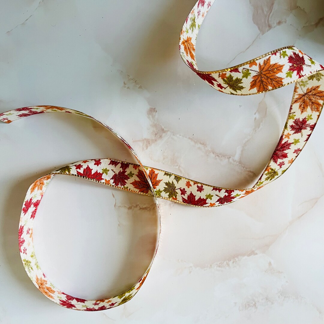 Canvas Ribbon Fall Print Ribbon for Wreath Decor Ribbon for Gift ...