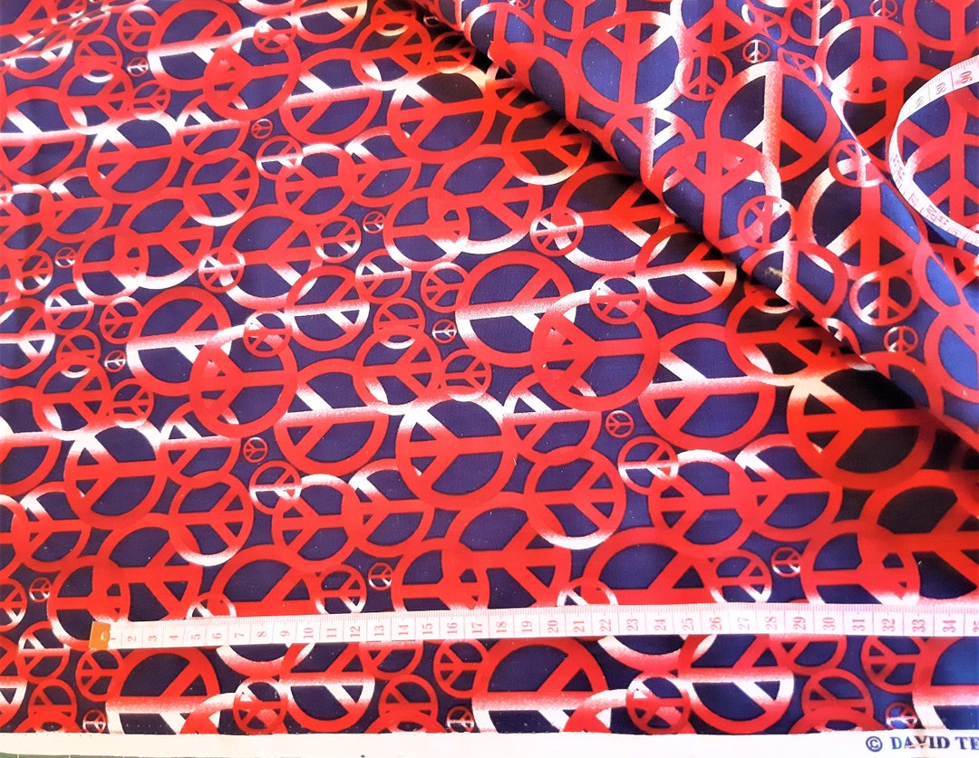 Cut Fabrics Peace Peace Sign Pattern Blue Red Quilt - Etsy