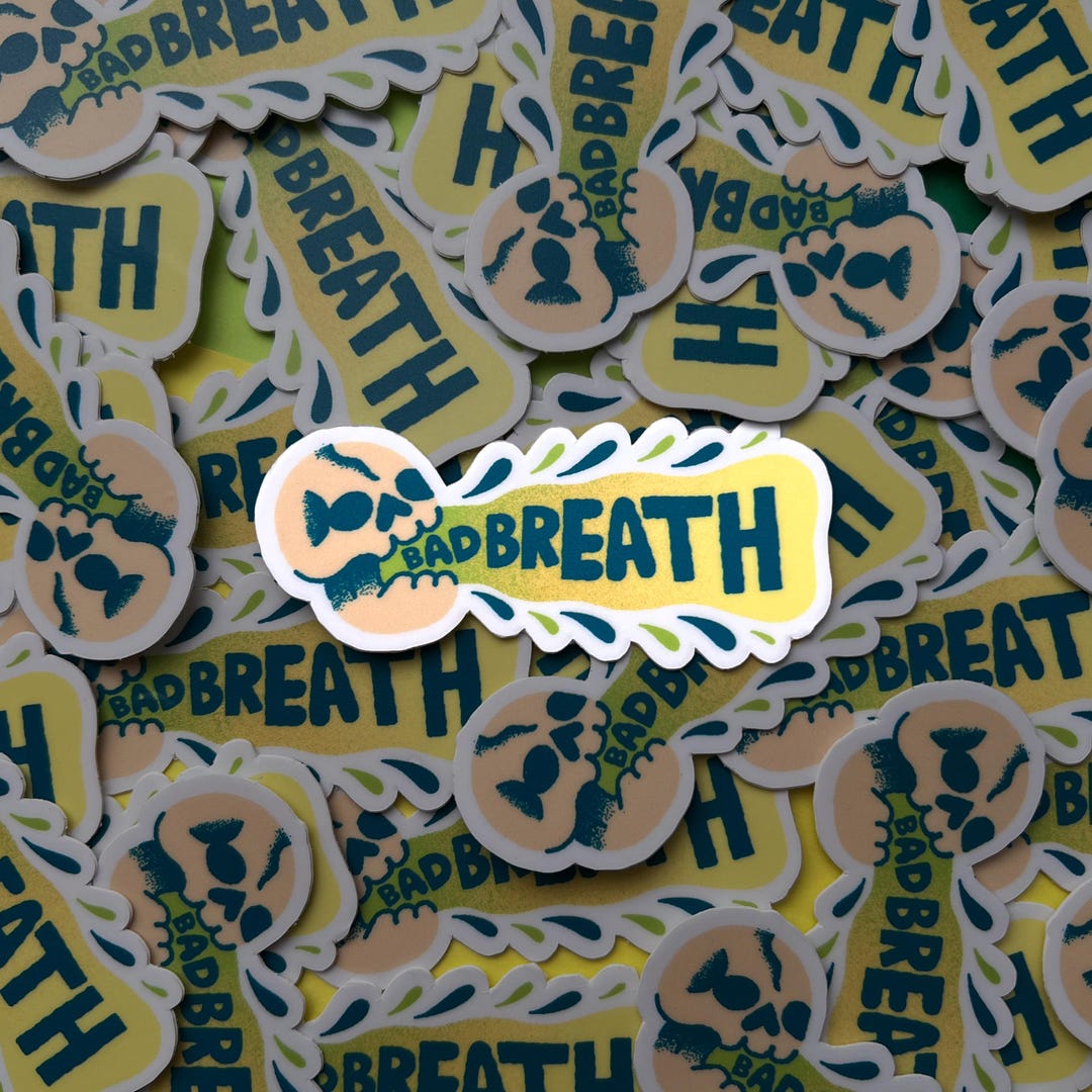 Bad Breath - Skull Illustration Sticker | Partner | Stinky | Humor ...