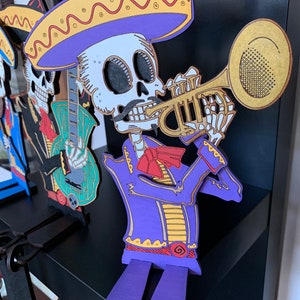 Mariachi Skeleton Band Set of 3 Laser Cut & Hand Painted Mariachi Dia ...