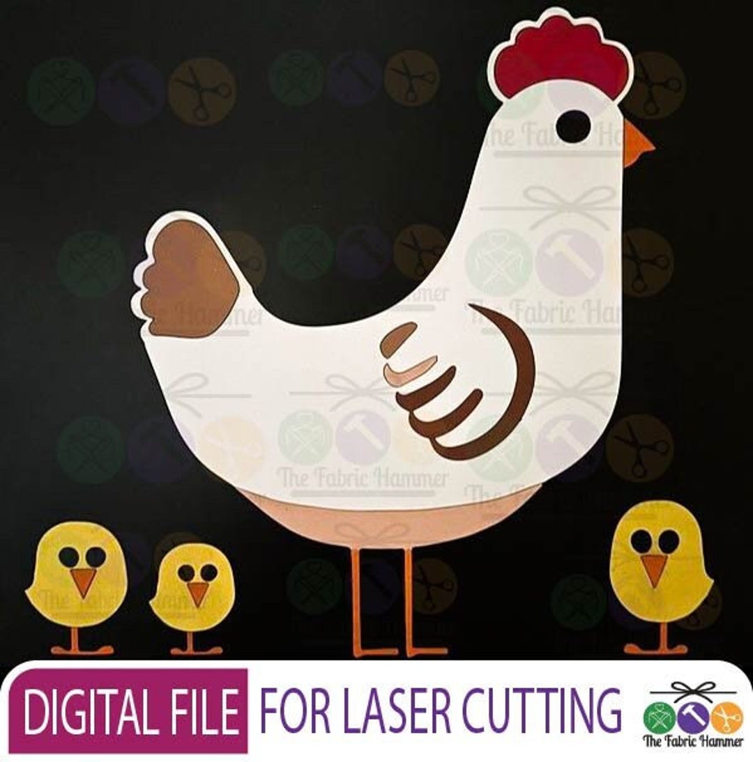 Chicken With Chicks Laser Cut File, Digital File Svg Dxf Eps Ai ...
