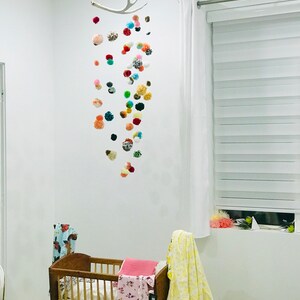 Multi Color Pom Pom Baby Mobile - Etsy