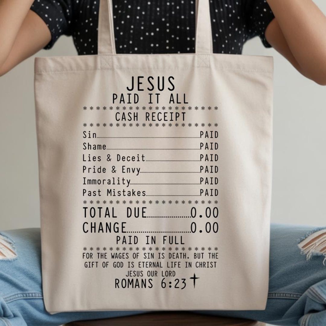 Jesus Paid It All PNG | Christian Receipt Design | Faith Sublimation ...