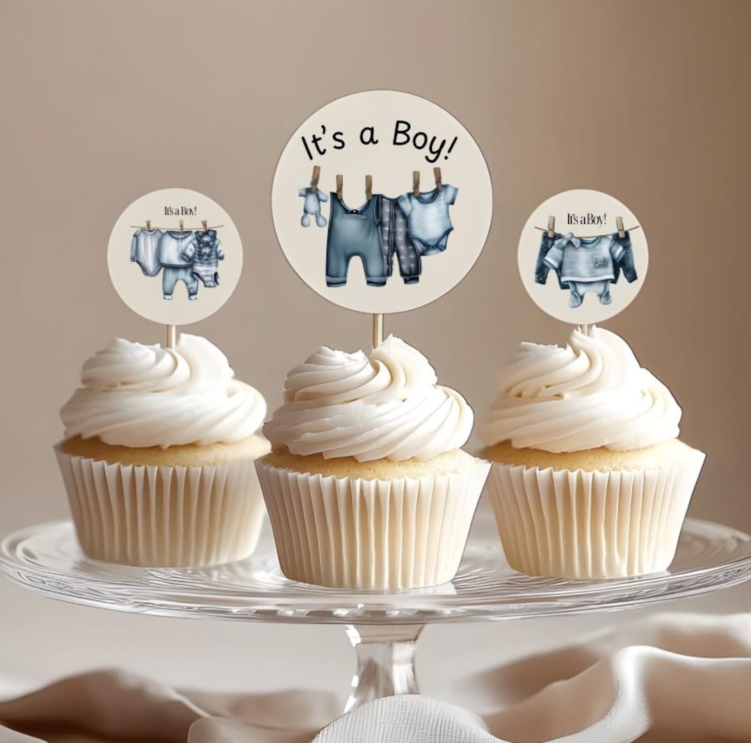 It’s a Boy Cupcake Topper Bundle PNG | Baby Shower Decorations | Blue ...
