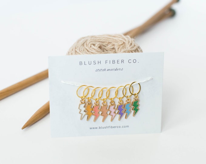 Stitch Markers Progress Keepers SET of 8 Lightning Bolt Stitch Markers ...