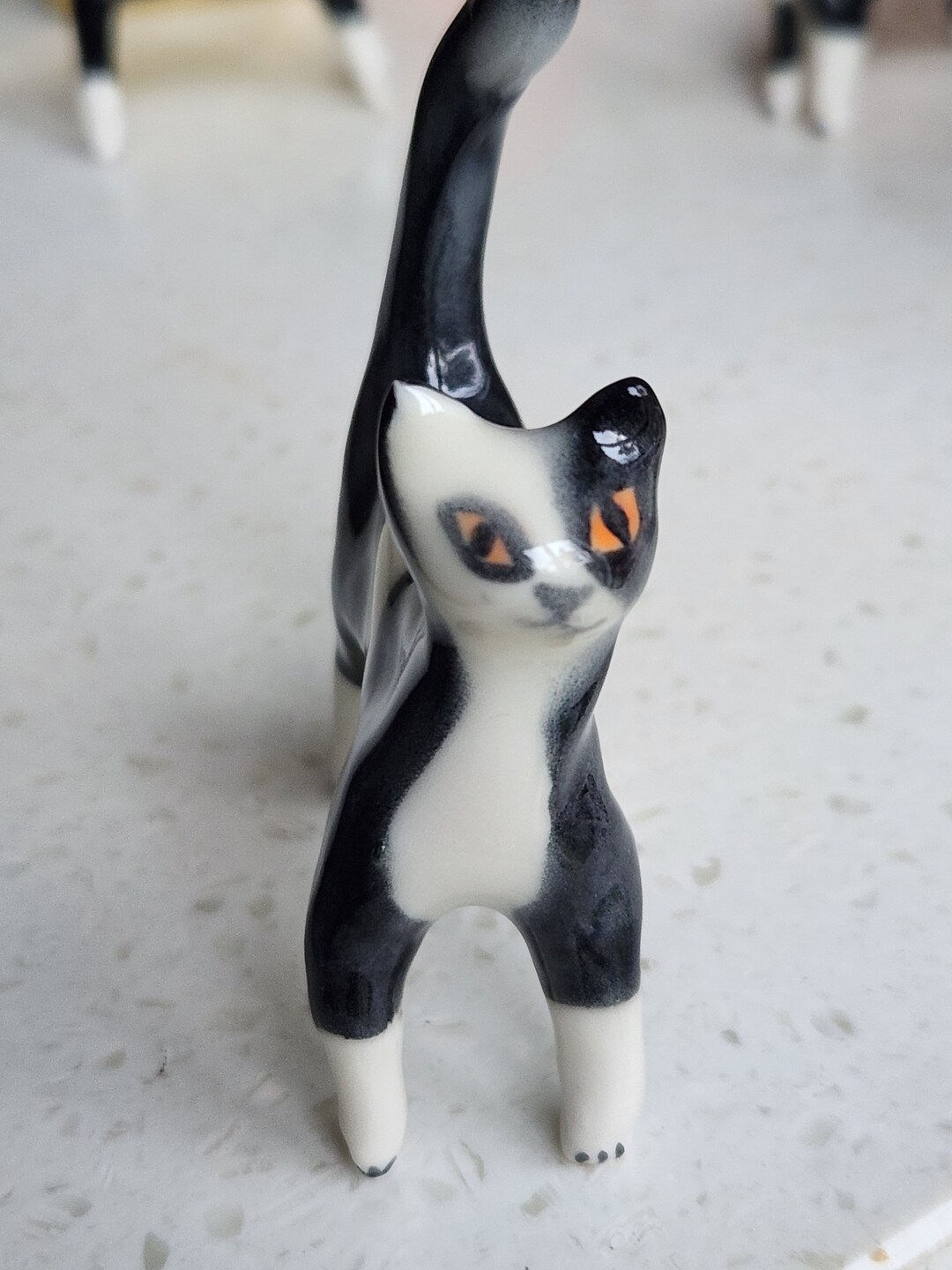 Handmade Black and White Cat Figure - Etsy