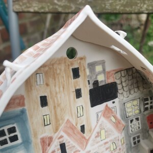 Cityscape Window Shrine. Handmade Porcelain Wall Art, Houses Painting ...