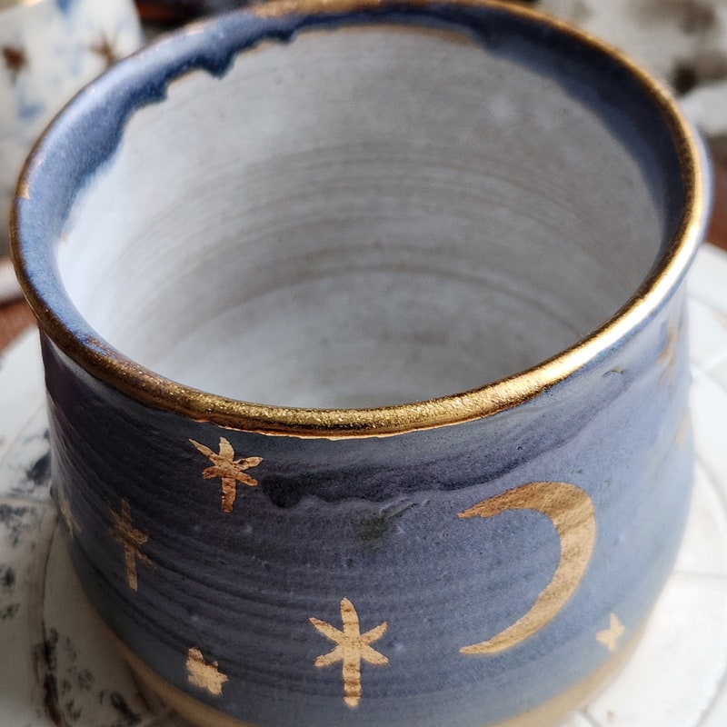 Blue and Gold Mug - Etsy