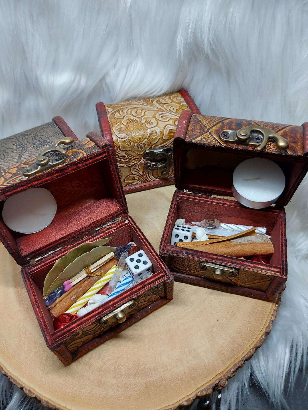 Travel Altar Box Mini Wooden Treasure Chest Style Box Various Color and ...
