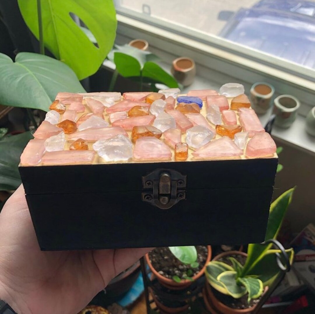 Sea Glass Altar Box Handmade Handpainted Sea Glass Wooden Box Rectangle ...