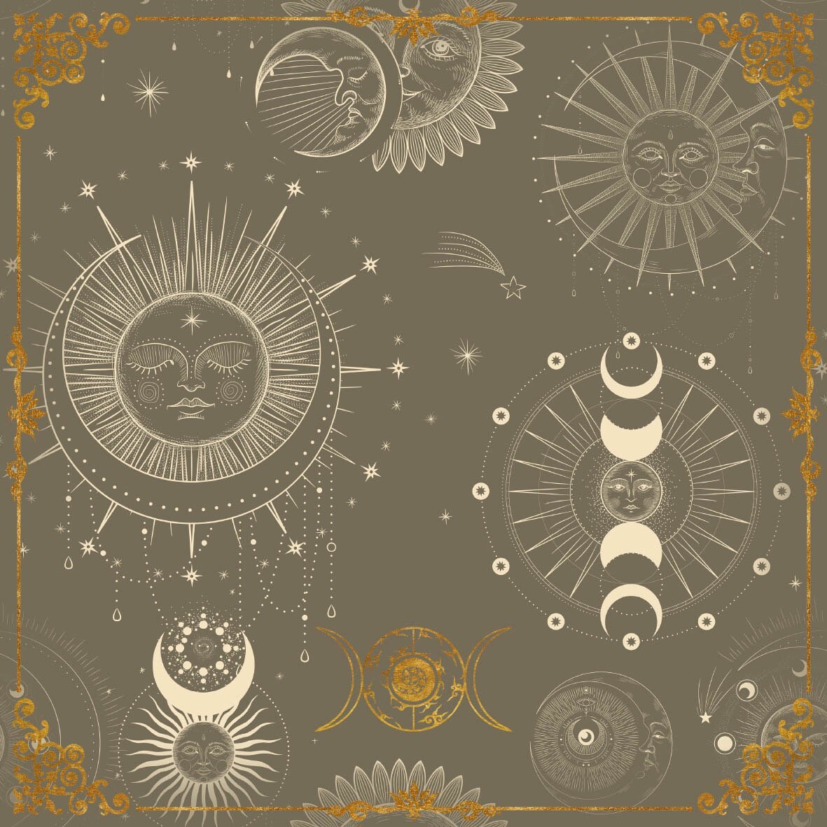 Lenormand / Tarot Cloth Sun-moon - Etsy