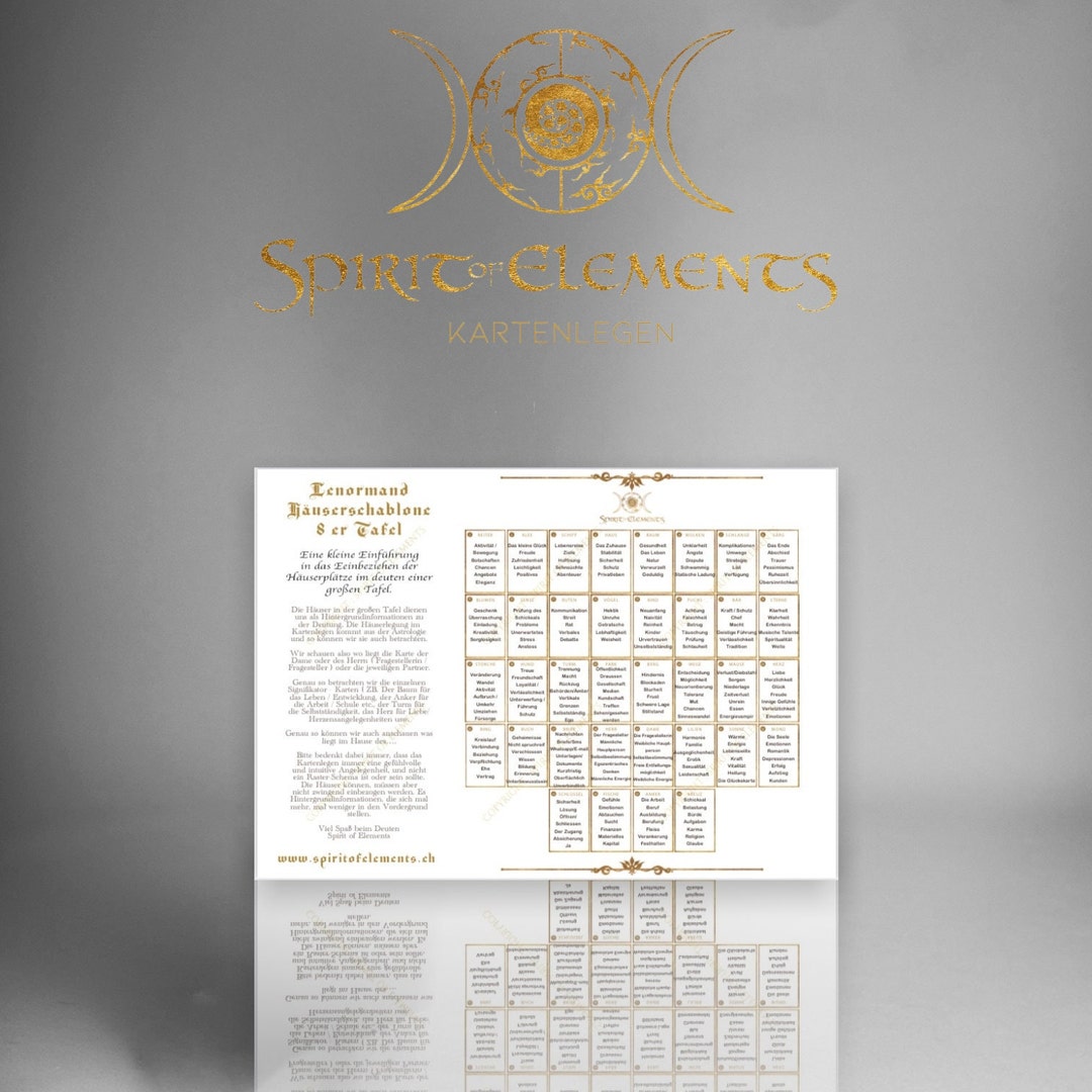 Lenormand House Templates / 8-piece Board in an A4 PDF for Download ...