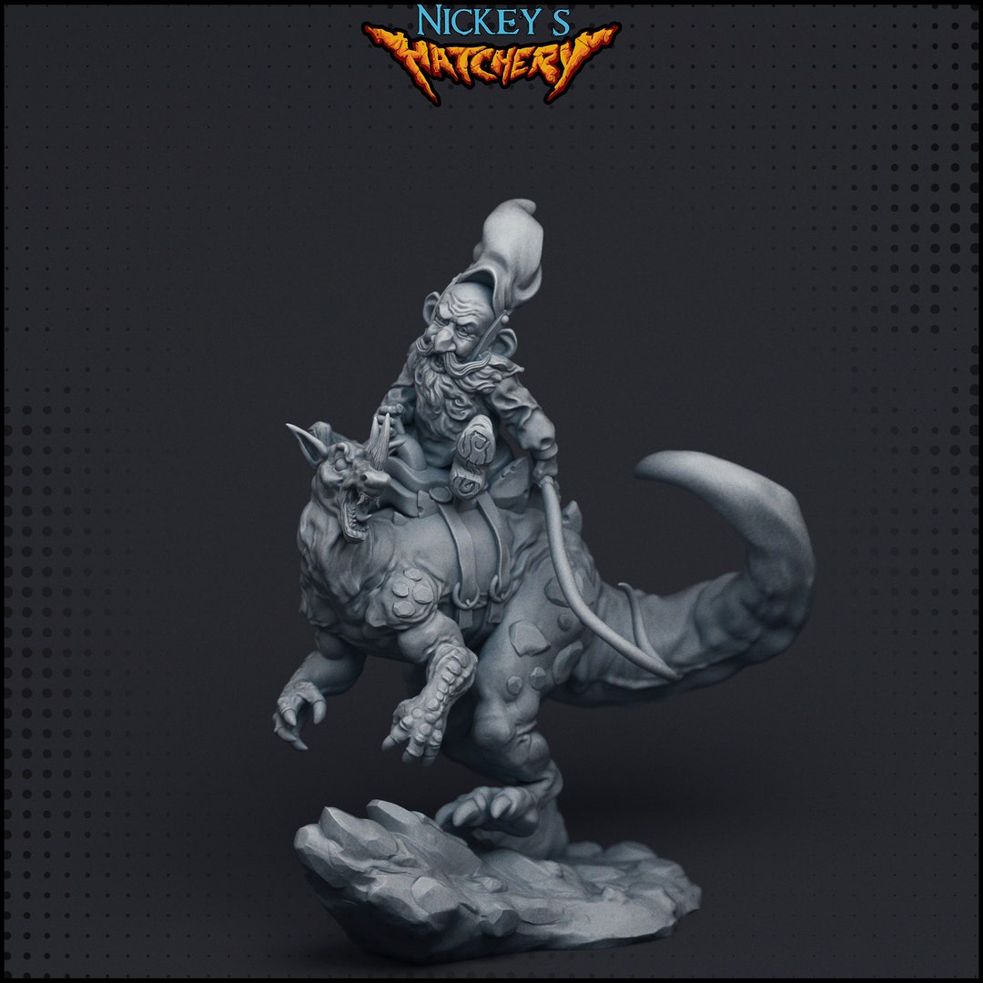 Gnome Rider on Kangadogorus, 2 Sizes Gnomes of Laplandiya Dnd ...