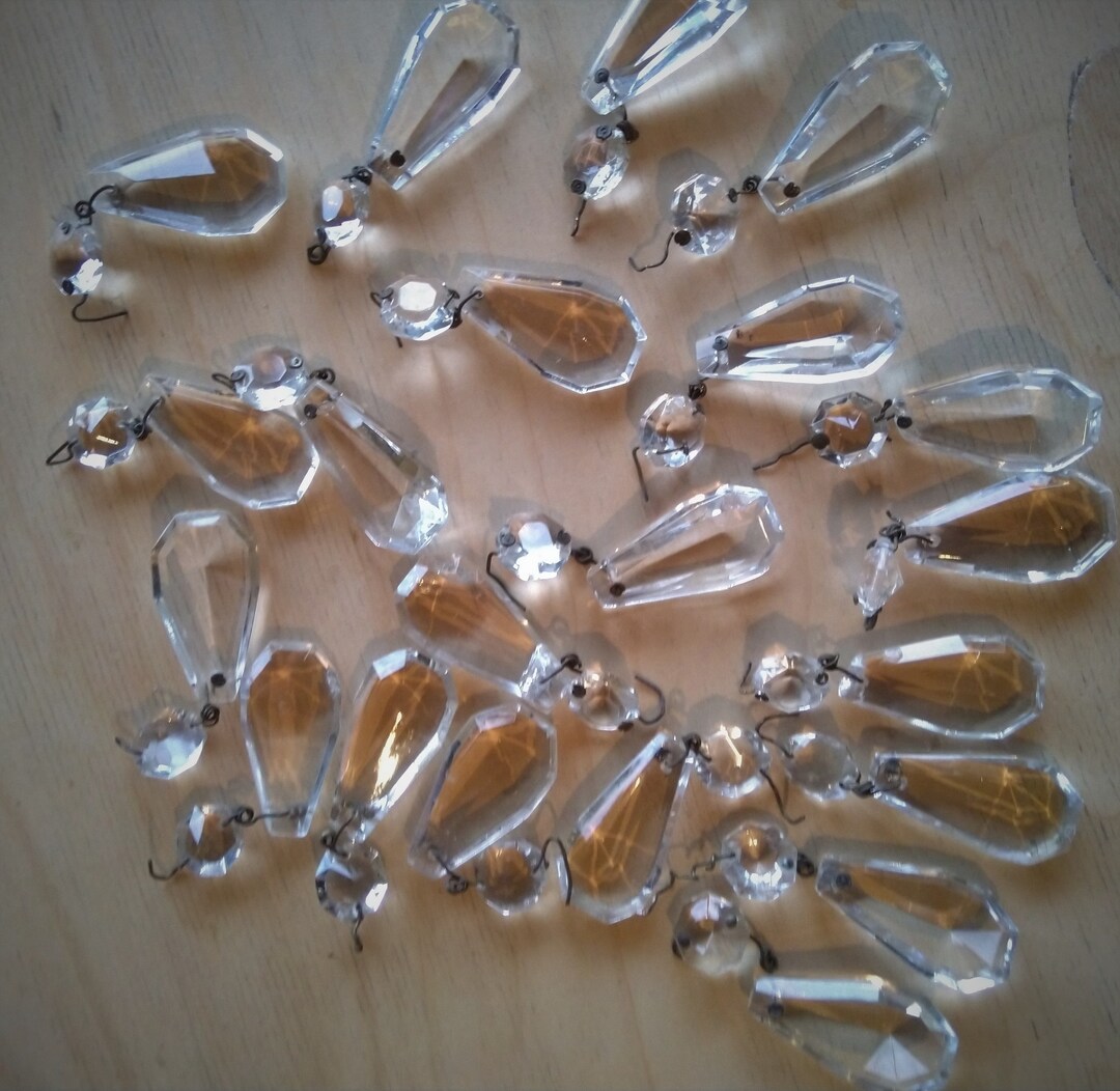 Set of 21 Vintage Antique Crystal Glass Chandelier Drops - Beads - Etsy