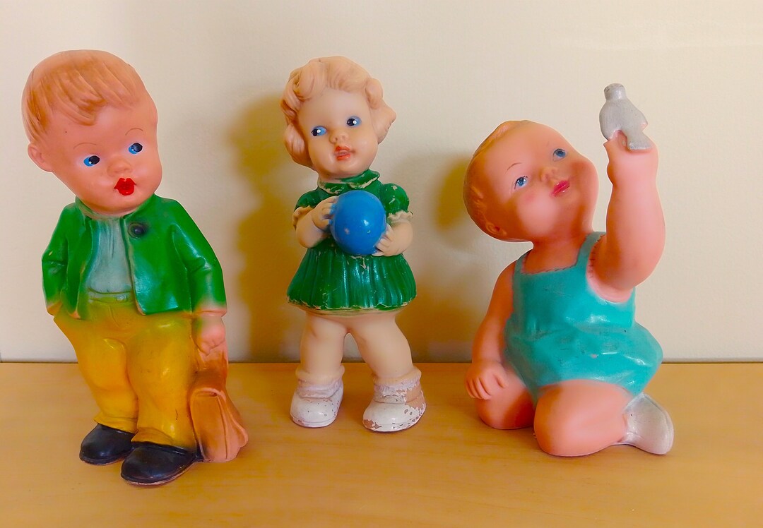 3 Vintage Rubber Squeeze Dolls, Squeaker Dolls - Etsy